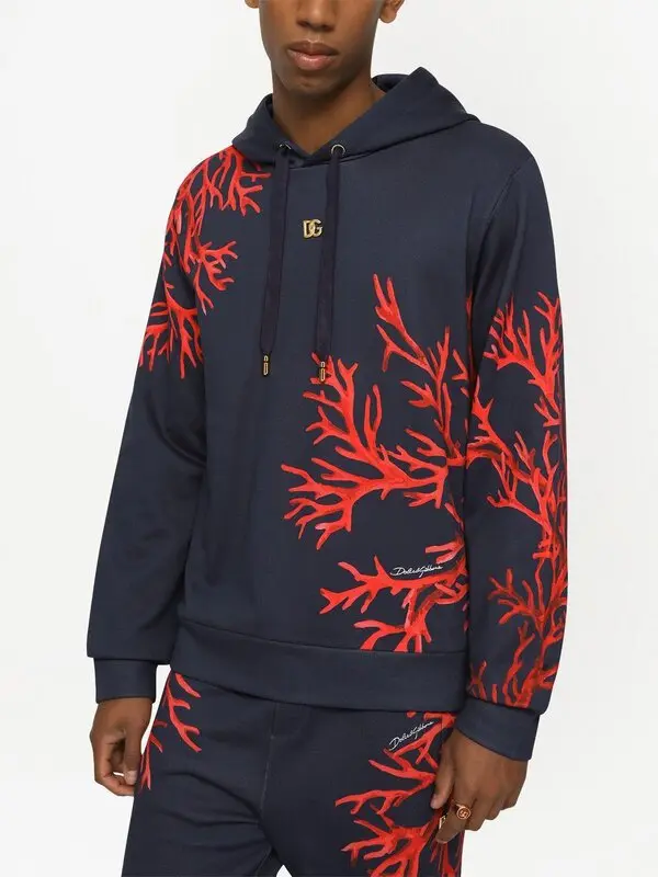 Dolce & Gabbana Coral-print Pullover Hoodie