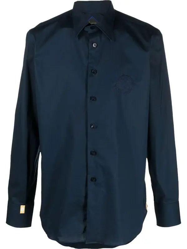 BILLIONAIRE Silver Cut Long-sleeve Shirt - Blue