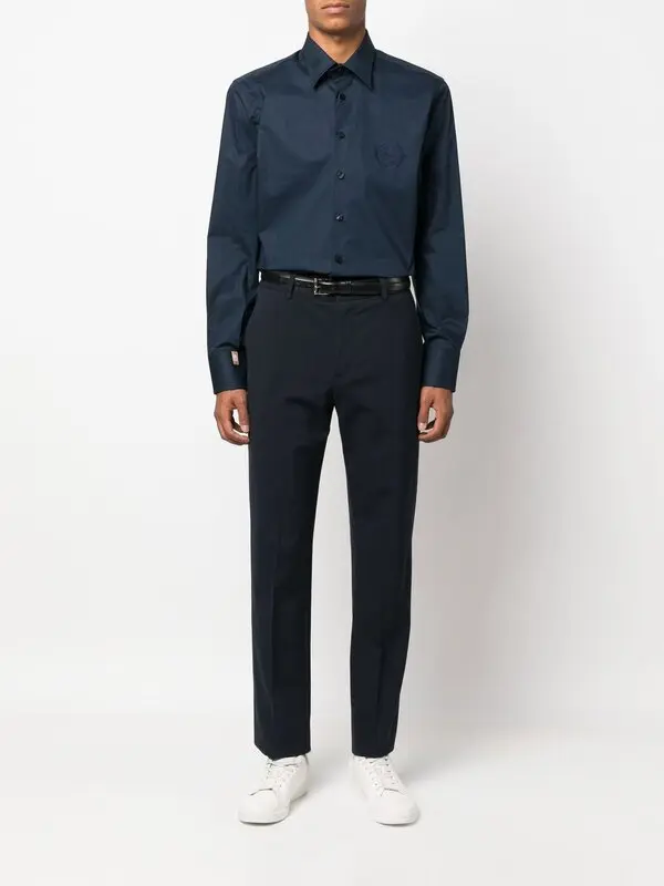 BILLIONAIRE Silver Cut Long-sleeve Shirt - Blue