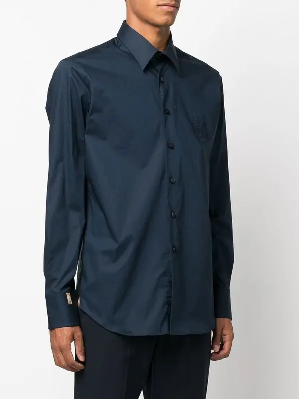 BILLIONAIRE Silver Cut Long-sleeve Shirt - Blue