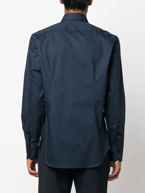 BILLIONAIRE Silver Cut Long-sleeve Shirt - Blue
