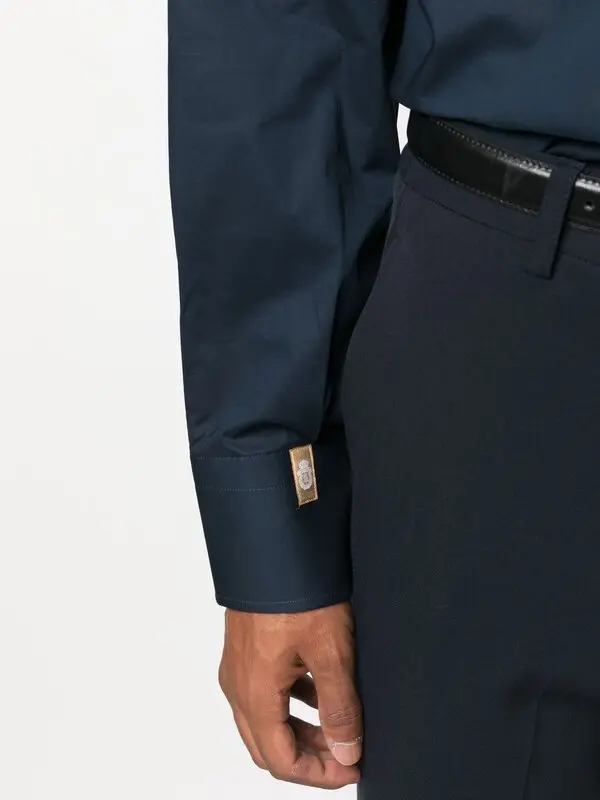 BILLIONAIRE Silver Cut Long-sleeve Shirt - Blue