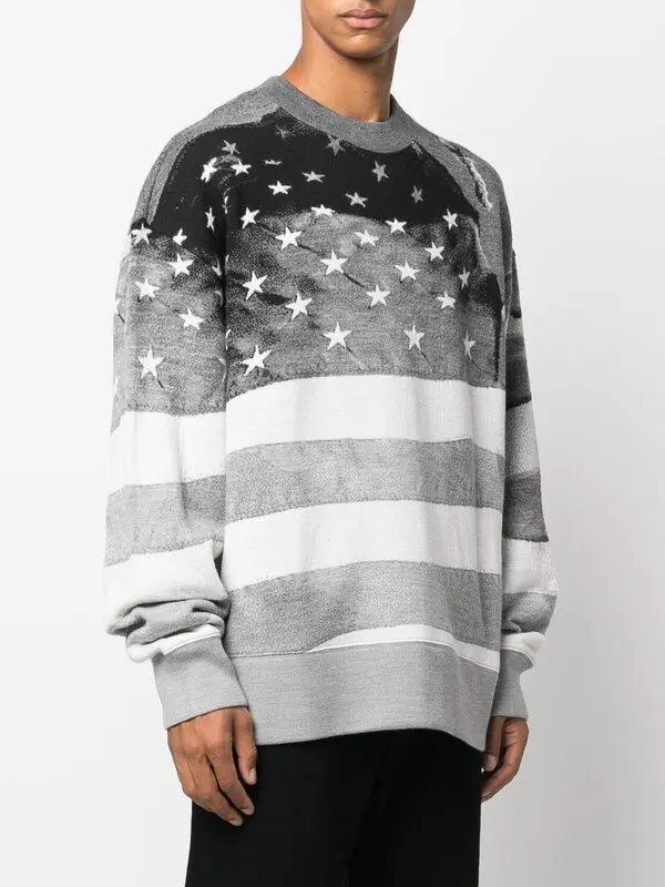 Palm Angels Stars And Stripes-print Sweatshirt - Grey