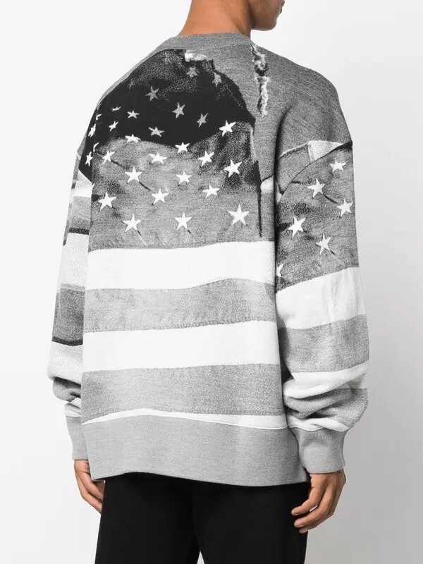 Palm Angels Stars And Stripes-print Sweatshirt - Grey