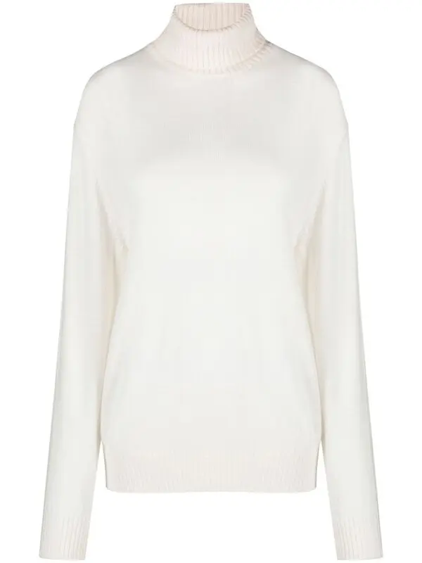 JIL SANDER Roll Neck Wool Jumper - Neutrals