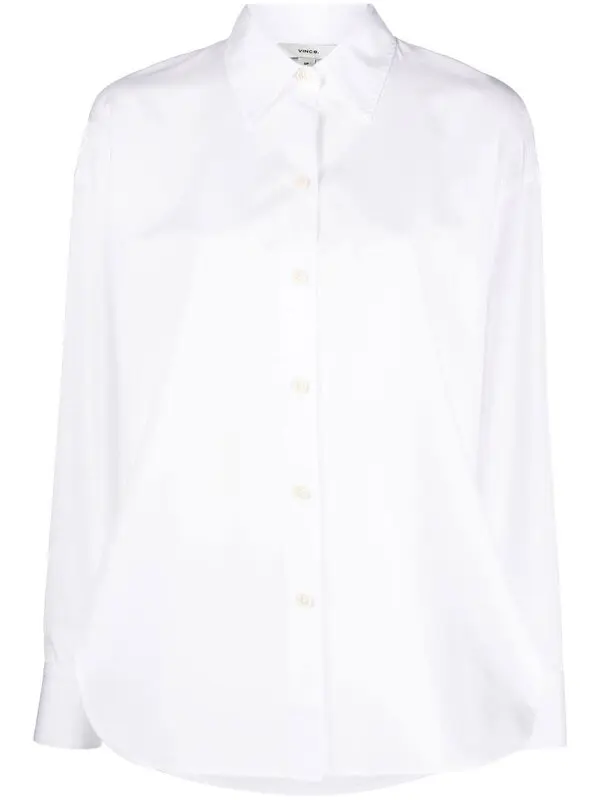 Vince Side-slit Cotton Shirt - White