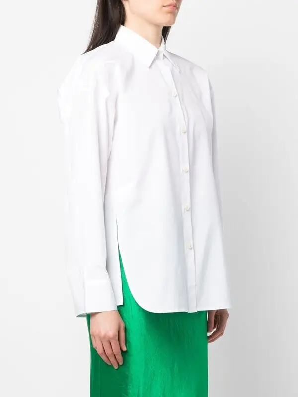 Vince Side-slit Cotton Shirt - White