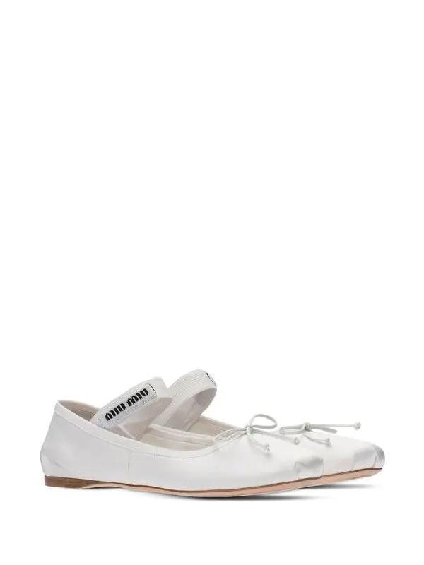 Miu Miu Logo-strap Ballerina Flats - White