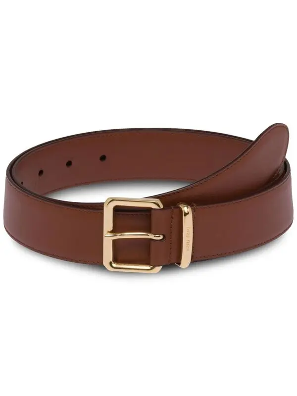 Miu Miu Logo Buckle Belt - Brown