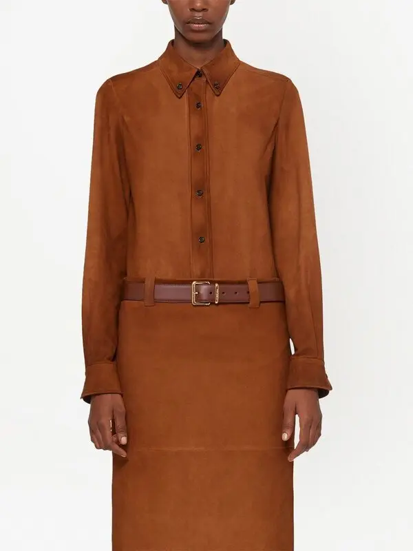 Miu Miu Leather Belt With Engraved Logo - Brown