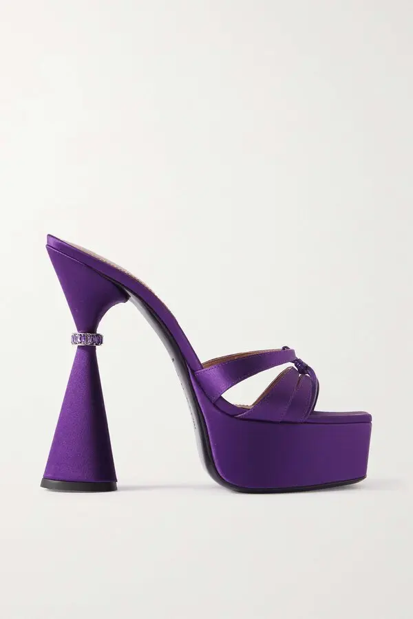 D'ACCORI Sienna Embellished Satin Platform Mules