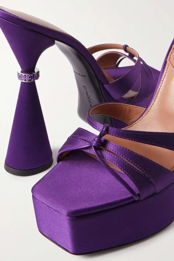 D'ACCORI Sienna Embellished Satin Platform Mules