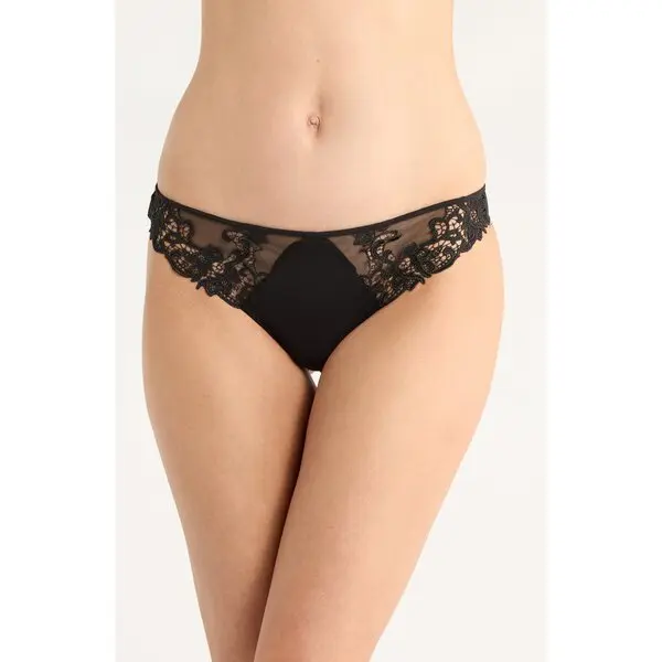 Simone Perele Saga Lace Trim Thong - Black/blk