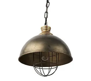 HOMEROOTS Distressed Bronze Metal Dome Hanging Light - One-color
