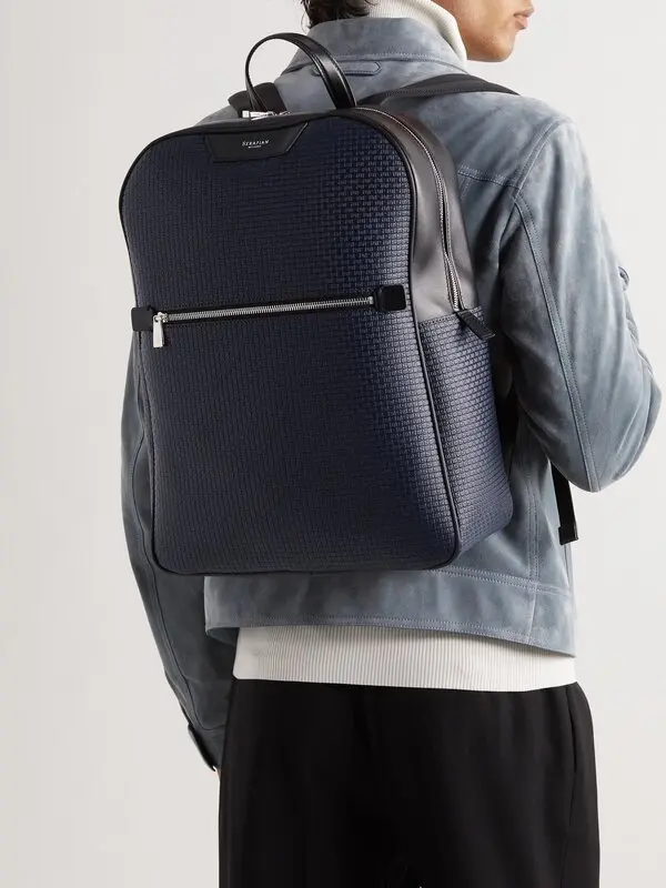 SERAPIAN Mesh-trimmed Leather And Stepan Backpack