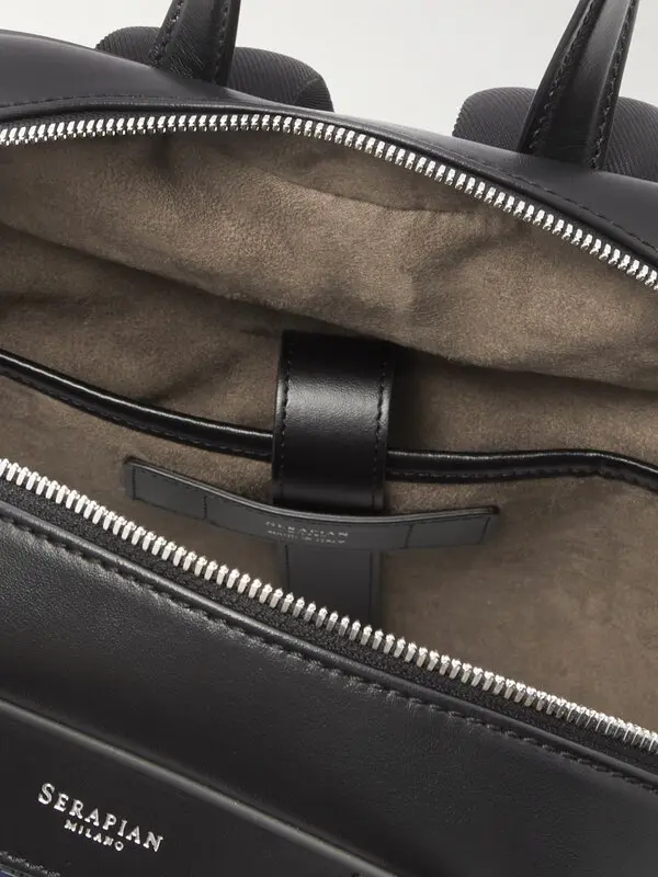 SERAPIAN Mesh-trimmed Leather And Stepan Backpack