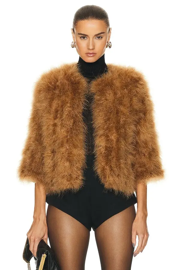 YVES SALOMON Feather Cropped Jacket - Madeline