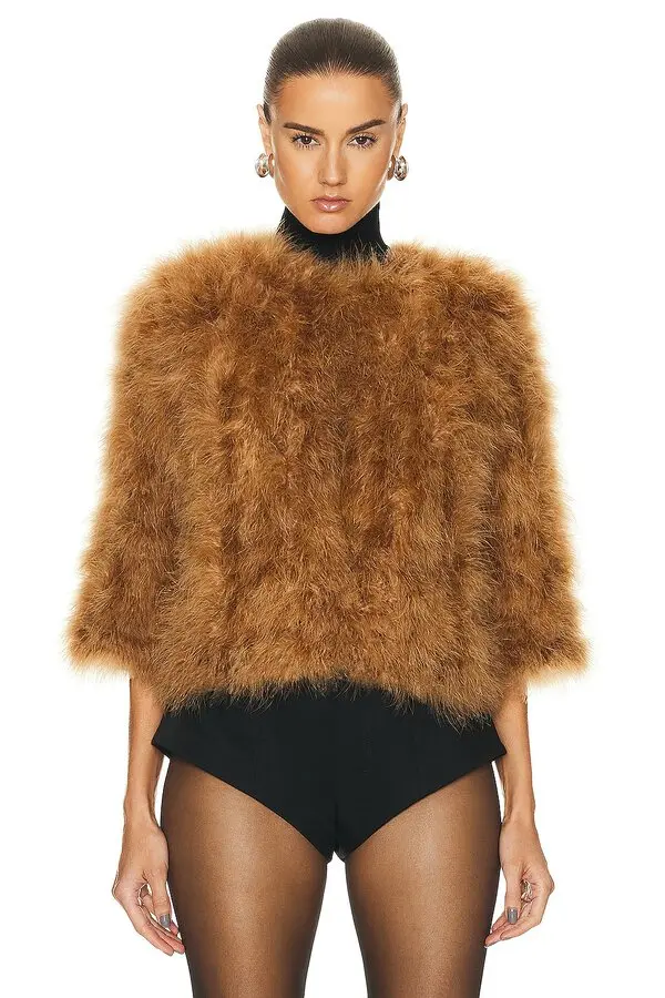 YVES SALOMON Feather Cropped Jacket - Madeline