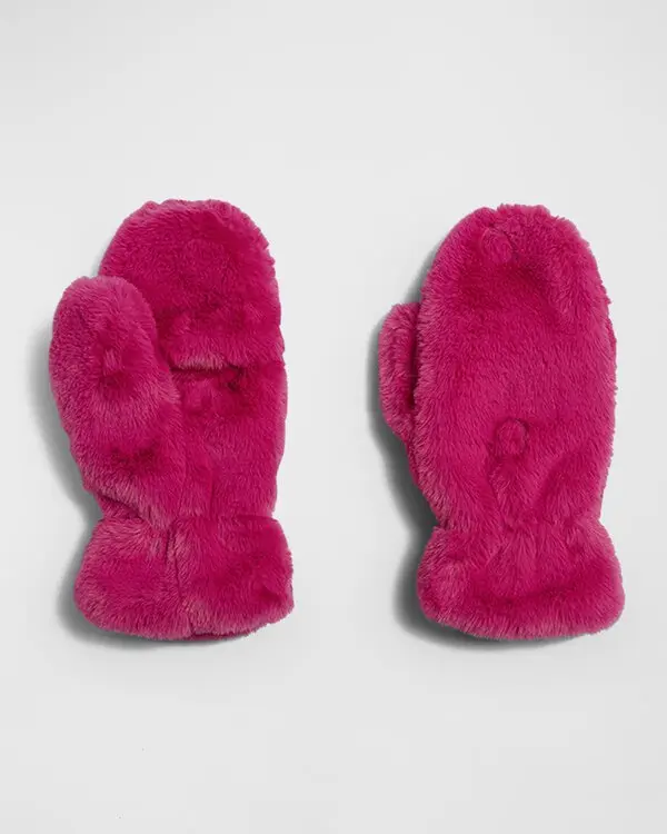 Apparis Coco Faux Fur Mittens - Confetti Pink