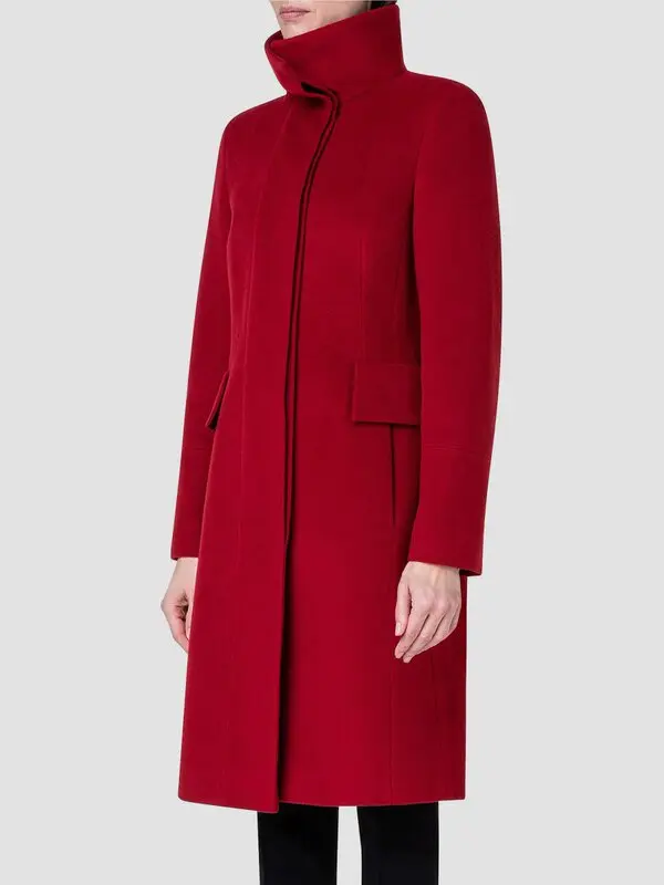 Akris Long Wool-blend Coat - Red