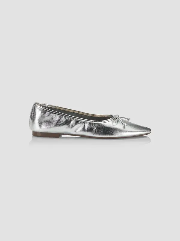 Schutz Arissa Leather Ballet Flats - Silver
