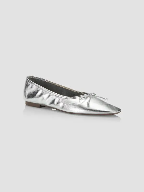 Schutz Arissa Leather Ballet Flats - Silver