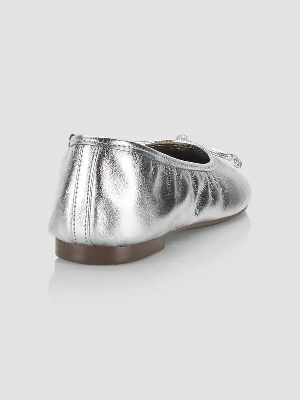 Schutz Arissa Leather Ballet Flats - Silver