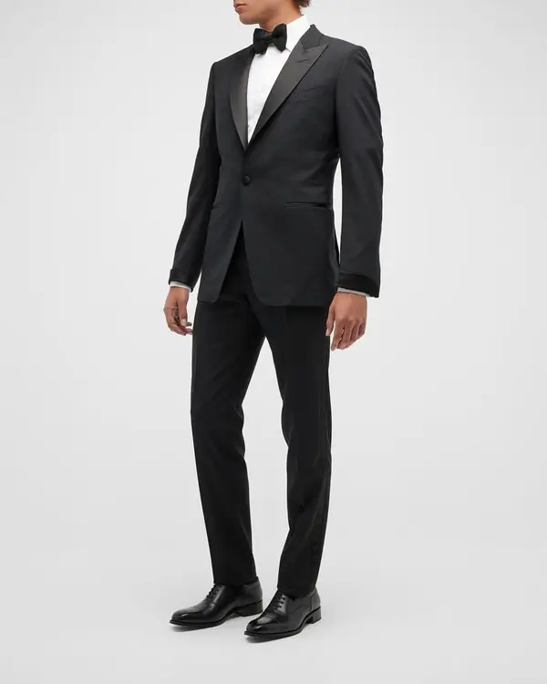 TOM FORD Solid Wool Peak Tuxedo - Black Solid