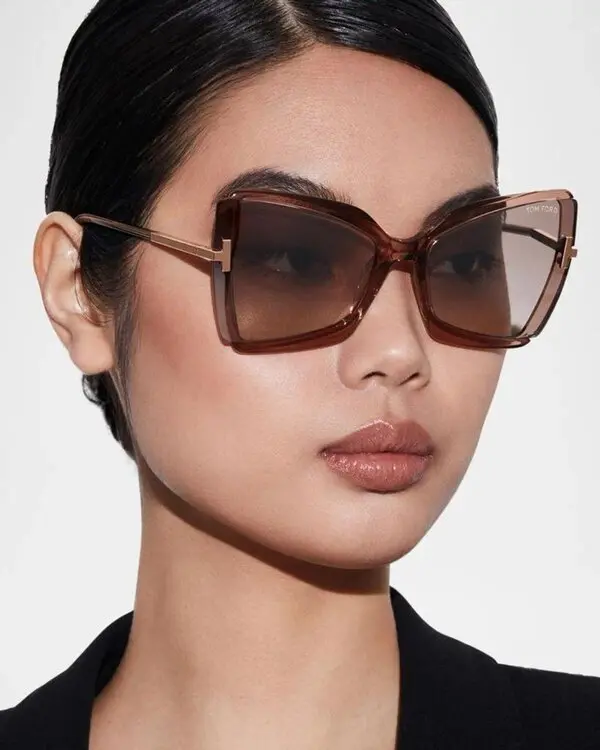 TOM FORD Semi-rimless Butterfly Sunglasses - Beige
