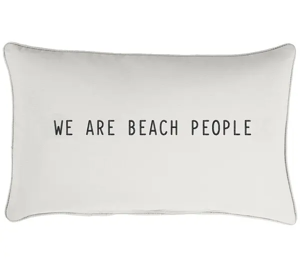 SUNBRELLA Lumbar Embroidered Pillow 'we Are B Each People - One-color