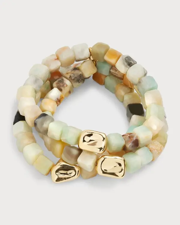 DEVON LEIGH Aquamarine & Gold Accent Bracelet Set - Aqua
