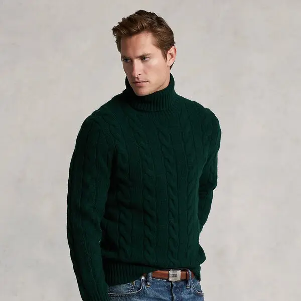 Ralph Lauren Cable Wool-cashmere Turtleneck Sweater - Hunt Club Green