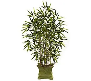NEARLY NATURAL 45' Bamboo Tree With Decorative Planter Near Ly Natural - One-color