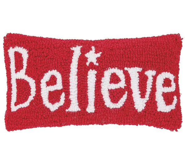 C&F HOME Believe Hooked Pillow By - One-color