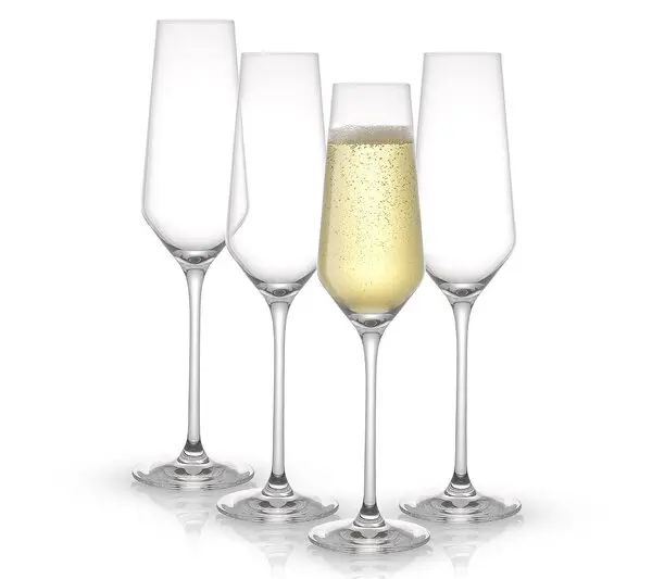 JOYJOLT Set Of 4 6.7oz Layla Crystal Champagne Lasses - One-color