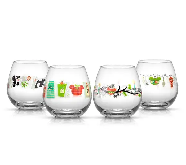 JOYJOLT Set Of 4 Disney Mickey Joy O Joy Stemle S Wine Glass - One-color