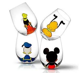 JOYJOLT Set Of Four 15-oz Mickey & Pals Stemles Wine Glasses - One-color