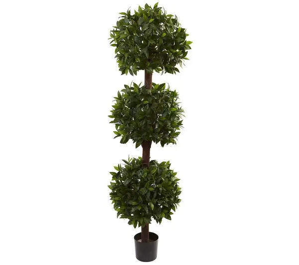 NEARLY NATURAL 6.5' Sweet Bay Triple Ball Topiary Nearly Na Tural - One-color