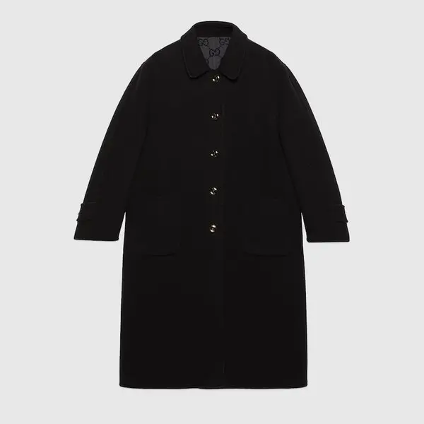 Gucci Reversible Gg Wool Coat - Black