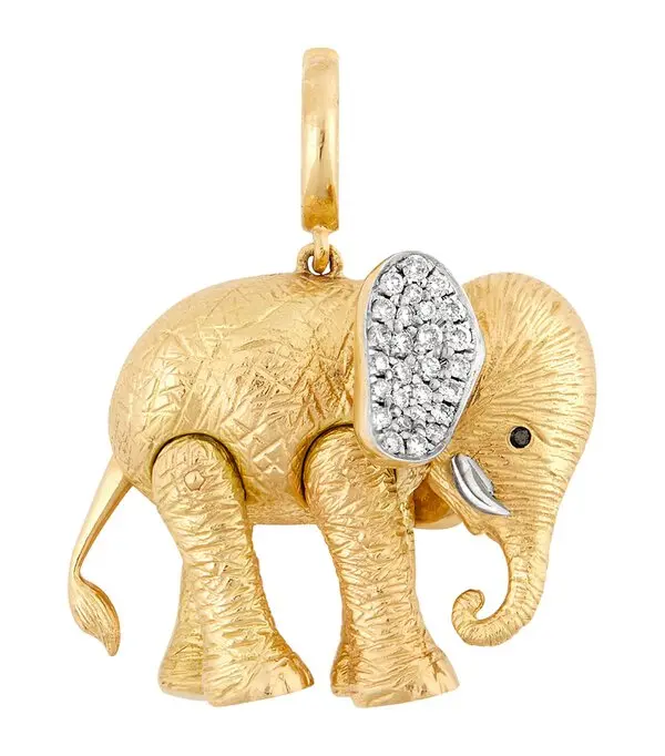 Annoushka Yellow And Diamond Mother Elephant Charm - Gold