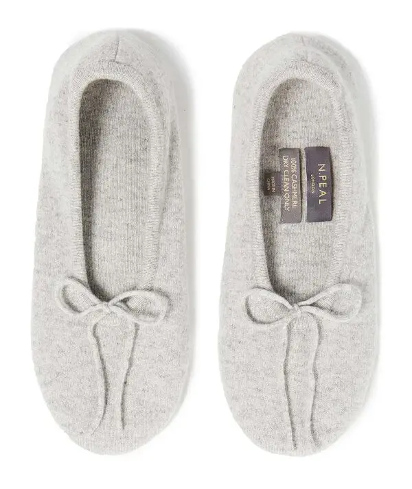 n.peal - Bow-Detailed Cashmere Slippers