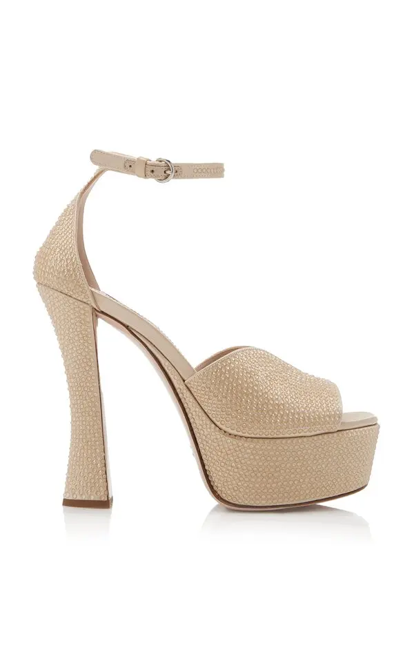 Miu Miu Crystal-embellished Platform Sandals - Neutral