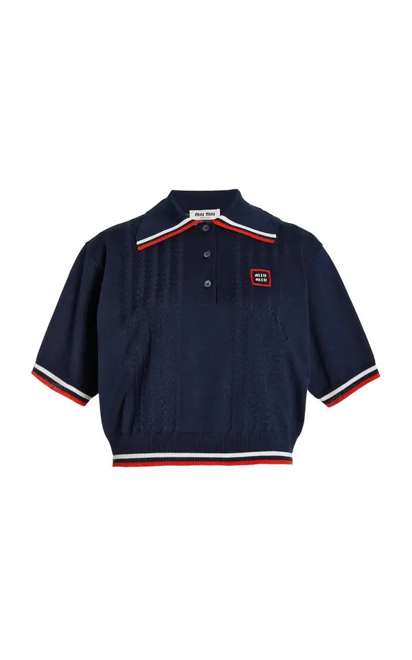 Miu Miu Cable-knit Polo Sweater - Blue