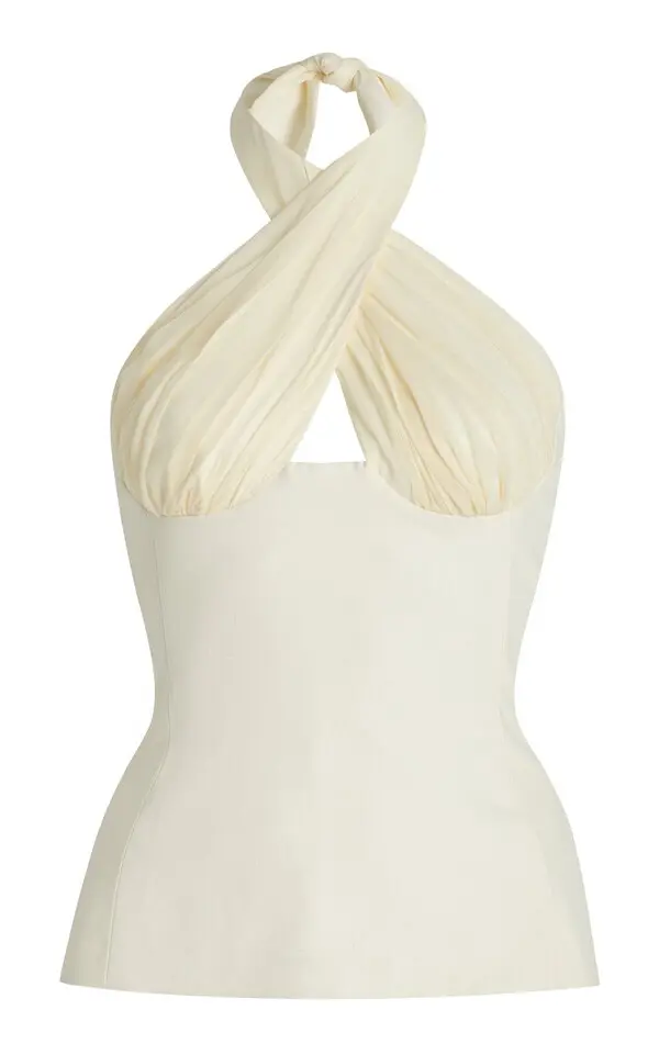 TAE PARK Sculpted Halter Top - White