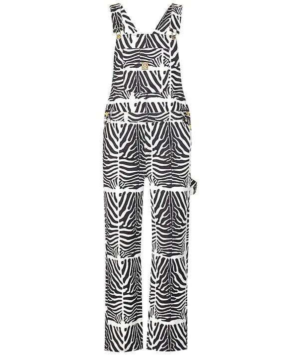 HOUSE OF SUNNY Reef Zebra-print Denim Dungarees
