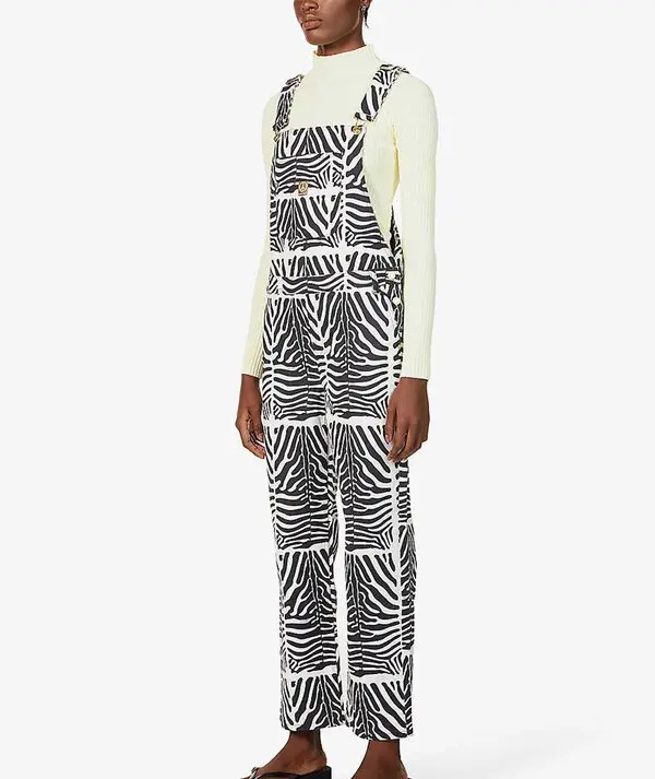 HOUSE OF SUNNY Reef Zebra-print Denim Dungarees