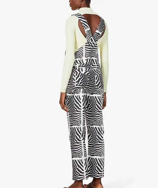 HOUSE OF SUNNY Reef Zebra-print Denim Dungarees