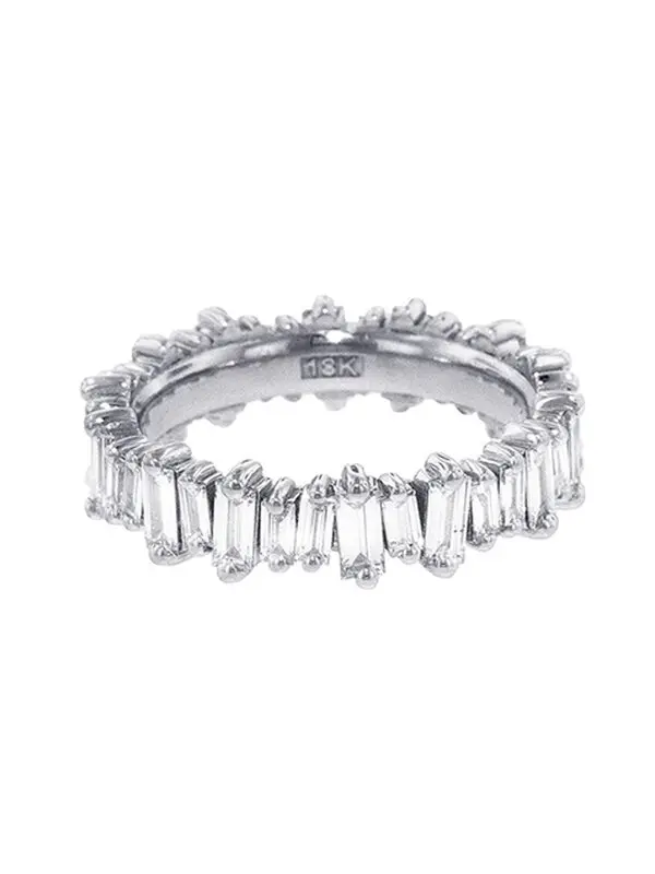 SUZANNE KALAN Diamond Baguette New Classic White Gold Eternity Band Ring