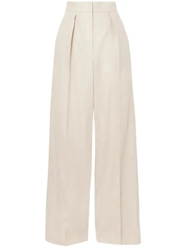 Brunello Cucinelli Pleated Linen-blend Twill Wide-leg Pants