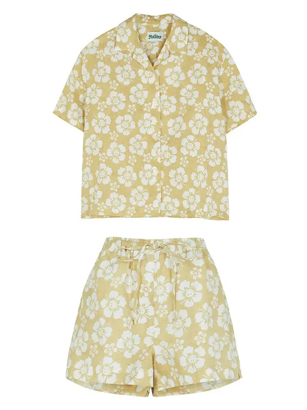 HOLIDAY THE LABEL Happy Hawaii Printed Linen Co-ord Set